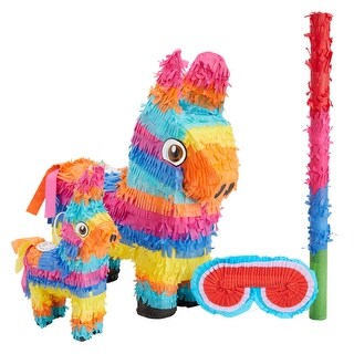 Small and Mini Donkey Pinata with Stick and Blindfold for Mexican ...