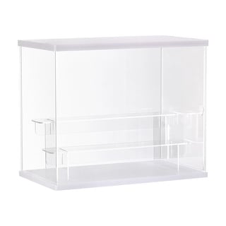Clear Acrylic Display Case with LED Light 2 Tier 12.6x7.09x10.43" White ...