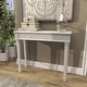 White Wood Intricately Carved Slim Scroll Console Table with Turned ...