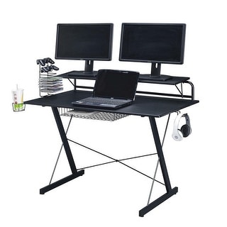 Elegant Carbon Gaming Computer Desk Setup with Organizers Black - Bed ...