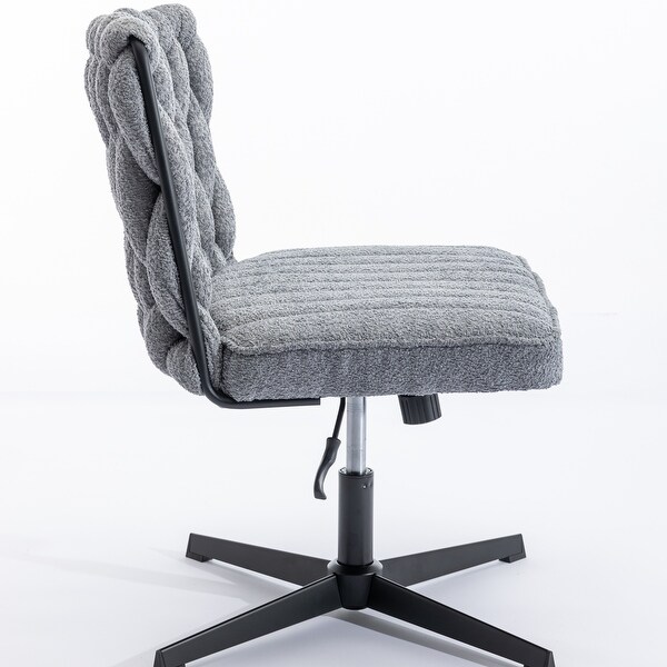 Grey Comfy Legged Desk Chair No Wheels Armless Modern Swivel Chair with Mid Back Height Adjustable for Livingroom Bed Bath Beyond 40931586