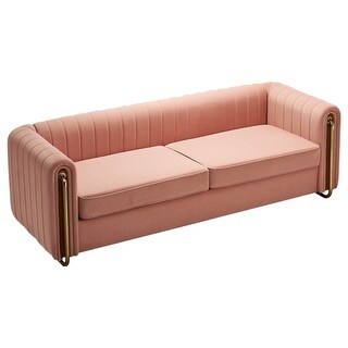 Pink Deep Channel Tufting Loveseats Settee Modern Velvet Bench Sofas ...
