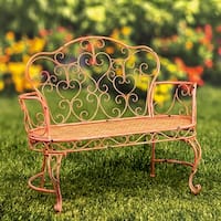 "Esme" Iron Garden Bench with Heart Design - 45.7X21.65X45.7 - Bed Bath ...