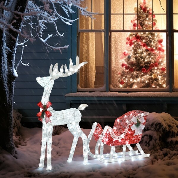Outdoor christmas reindeer decorations lighted store