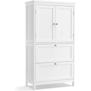 Bathroom Floor Storage Cabinet, Bathroom Storage Unit,White - 11.81"D x ...