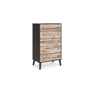 Asher 51 Inch Modern Tall Dresser Chest, 5 Drawers, Gray and Natural ...