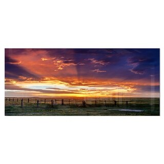 Designart 'Dramatic Sunset over Prairie' Large Landscape Metal Wall Art ...