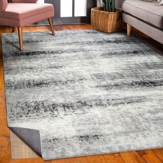 Leick Home Zielle Grey Area Rug Soft Shag in Painterly Modern with Rug ...