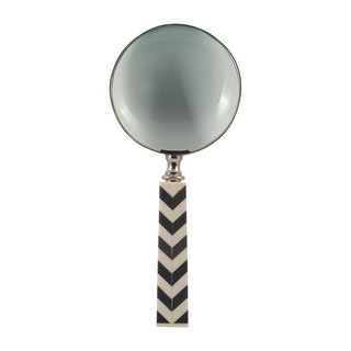 4" Decorative Magnifying Glass Contemporary Black and White Chevron ...