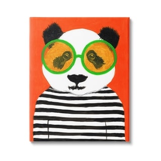 Stupell Bold Panda Bear Striped Shirt Canvas Wall Art by Coco de Paris ...