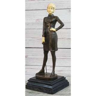 Hot Cast Bronze W/ Resin Head Hands - Female Fencer Sculpture On Marble ...