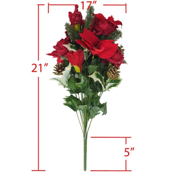 Artificial Winter Frost Seasonal Mixed Bush Holiday, Red , ABN4B008-RED ...