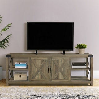 Sanderson Rustic Oak 2-Door TV Stand - Bed Bath & Beyond - 37969538
