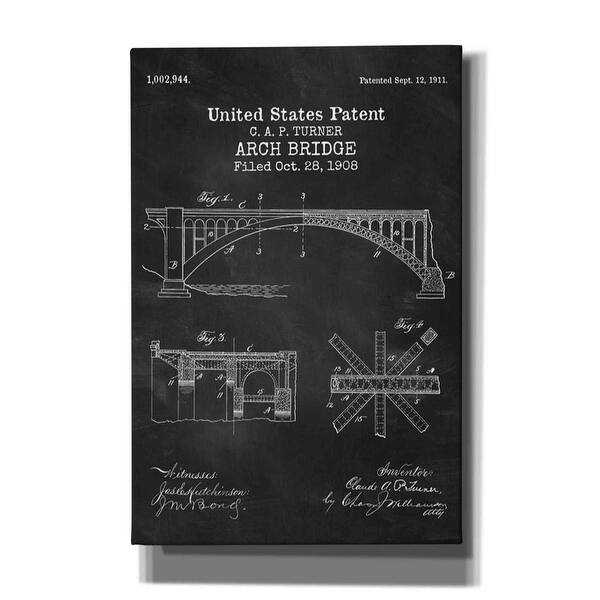 Epic Graffiti 'Arch Bridge Blueprint Patent Chalkboard' Canvas Wall Art ...
