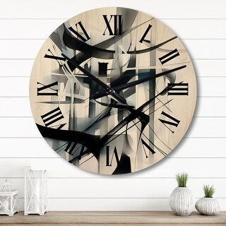 Designart "Abstract Neutral XII" Modern Geometric Oversized Wood Wall ...