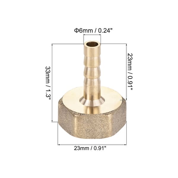 Brass Barb Hose Fitting 6mm Barbed x G1/2 Female Pipe w Hose Clamp 2Set - Golden,Silver Tone ...