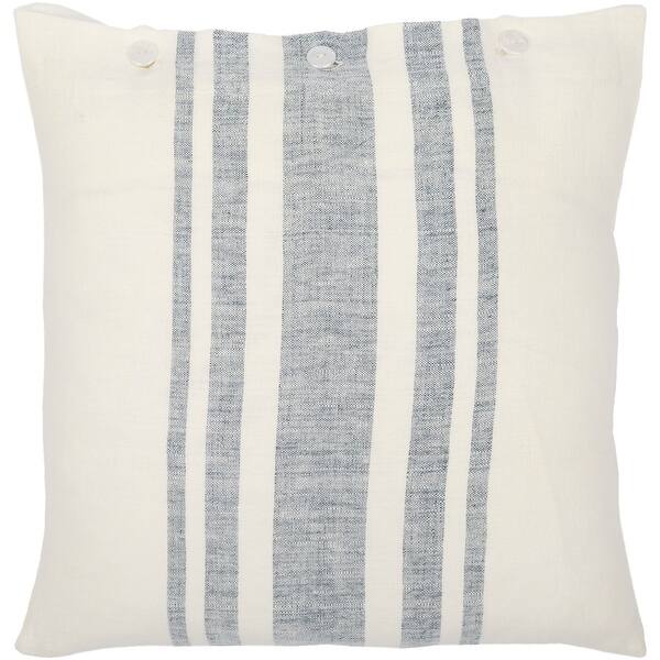 Sidrah Blue and Cream Linen Stripe Throw Pillow - On Sale - Bed Bath ...