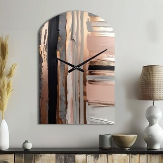 Rose gold And Pink Forms In Contemporary I - Abstract Large Wall Clock ...
