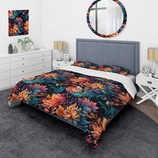 Designart "Enchanted Noir Moody Patterns" Cottage Bedding Set With ...