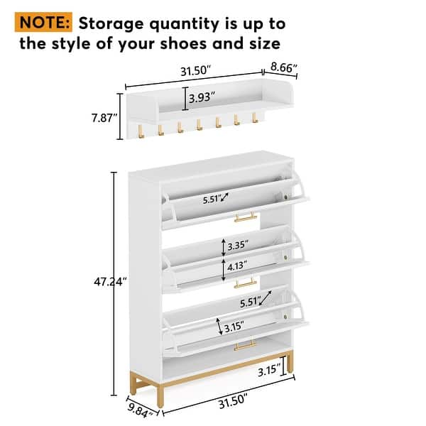 Freestanding Tipping Bucket Shoe Cabinet with Wall Mount Coat Rack for ...