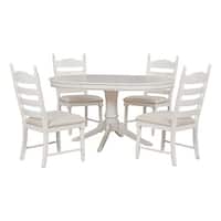 5-Piece Dining Table Set with Extendable Table & 4 Upholstered Chairs ...