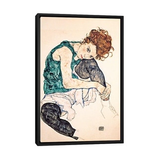 iCanvas "Seated Woman With Bent Knee II" by Egon Schiele Framed Canvas ...