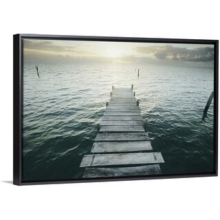 "Jetty on sea, sunrise, Belize" Black Float Frame Canvas Art - Bed Bath ...
