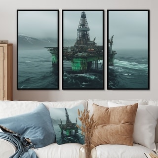 Grey Green Winter Drilling Dynamics Oil Rig I - Oil Rigs / Fields Wall ...