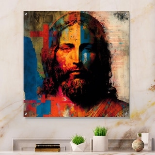 Designart "Pop Art Jesus Portrait III" Religious Portrait Multi-Color ...