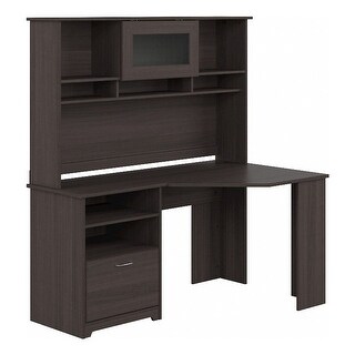 Cabot Modern 60W Corner Desk with Hutch, includes File Drawer and ...
