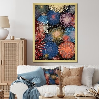 Designart "Colourful Fireworks Spectacle" Fireworks Framed Wall Art ...