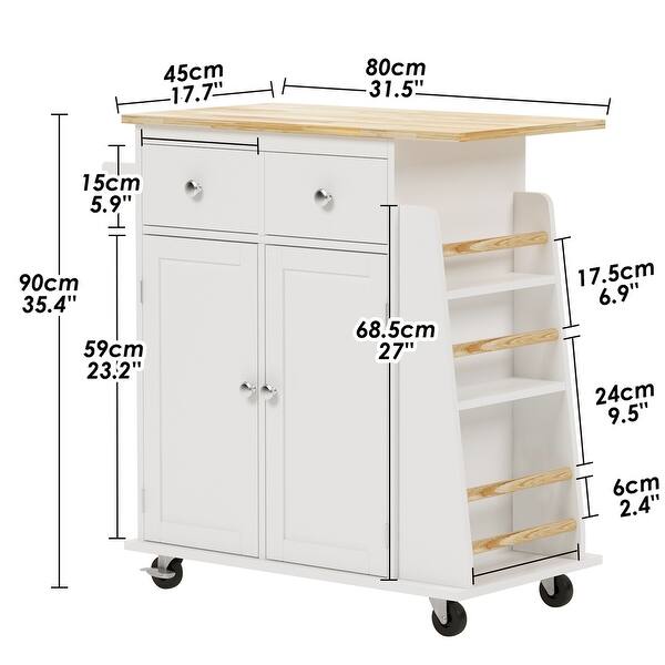 Mobile Kitchen Storage Island Cart with 3-Tier Spice Rack - N/A - Bed ...