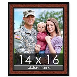 14x16 Traditional Walnut Complete Wood Picture Frame with UV Acrylic ...