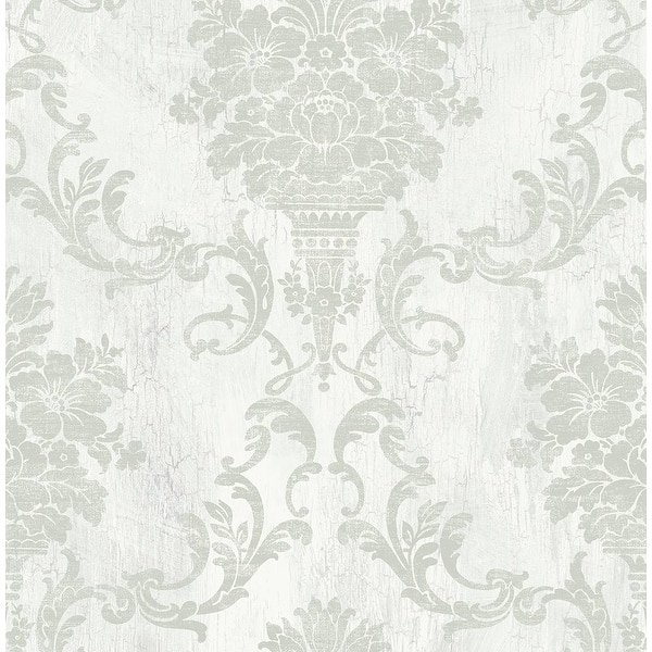 Seabrook Designs Estuary Tides Damask Unpasted Wallpaper - 20.5 in. W x ...