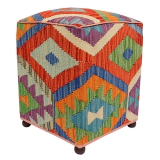 Eclectic Catron Handmade Kilim Upholstered Ottoman - Bed Bath & Beyond ...