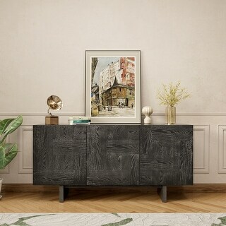 63" Medieval Style Solid Wood TV Cabinet with 3 Doors - 63 inches in ...