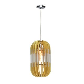 Natural Wood Single Pendant Light with A White Center - Bed Bath ...
