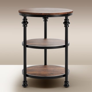 End Table 3-Tier Round Side Table with Storage Shelf - Bed Bath ...