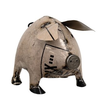White Vintage Metal Pig - Bed Bath & Beyond - 40929607