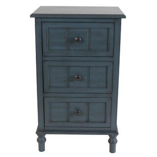 Simplify Small Three Drawer Wood Accent Table, Antique Navy Finish ...