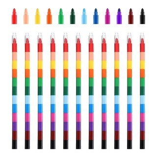Stacking Crayons, 12 Pack 12 Colors Stackable Buildable Square Drawing ...