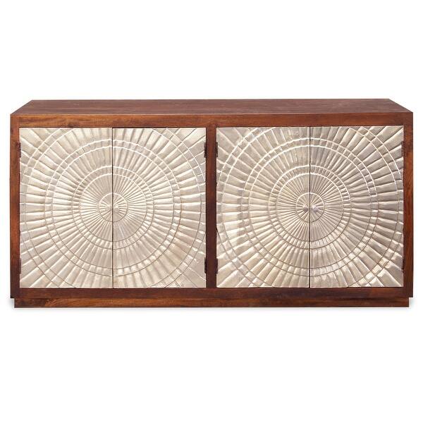 Harp & Finial Halifax 4-Door Sideboard - Silver Doors - Dark Walnut ...