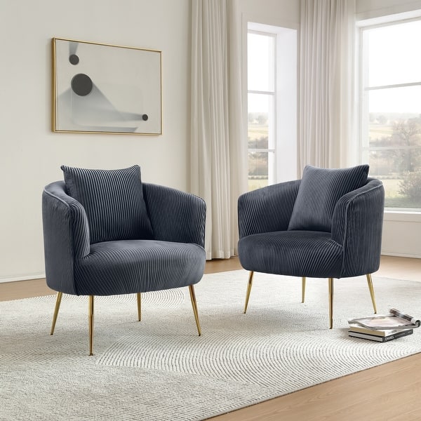 Art Leon Set of 2 Velvet Accent Side Chiars with Back Cushion - Bed ...