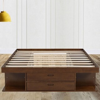 Spacious Queen Size Platform Bed Frame with Built-In Storage, Drawers ...