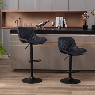 Set of 2 PU Bar Stools with Footrest - Bed Bath & Beyond - 37933601