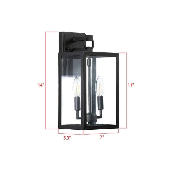 Defong 2-Light 11 Inch Black Outdoor Wall Lantern - Bed Bath & Beyond ...