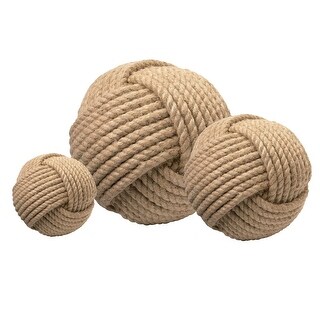Set of 3 Linen Brown Jute Balls, 8” - Bed Bath & Beyond - 30693631