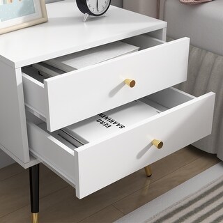 Nightstands with 2 Pull-out Drawers, Bedside Table Portable Side Table ...