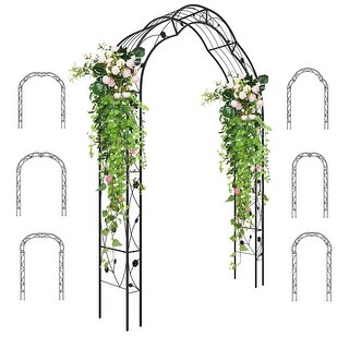 Gymax 99'' Tall Garden Arch Arbor Trellis w/7 Combination Ways & 2 ...