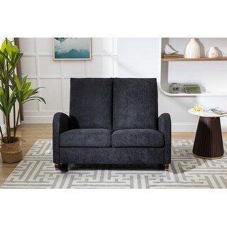 Linen Double Rocking Chair Sofa Black Versatile Wingback Armchair - Bed ...